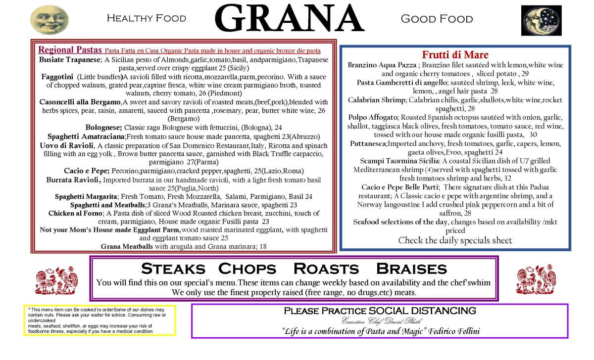 Our Menus – Grana Trattoria Antica & Enoteca