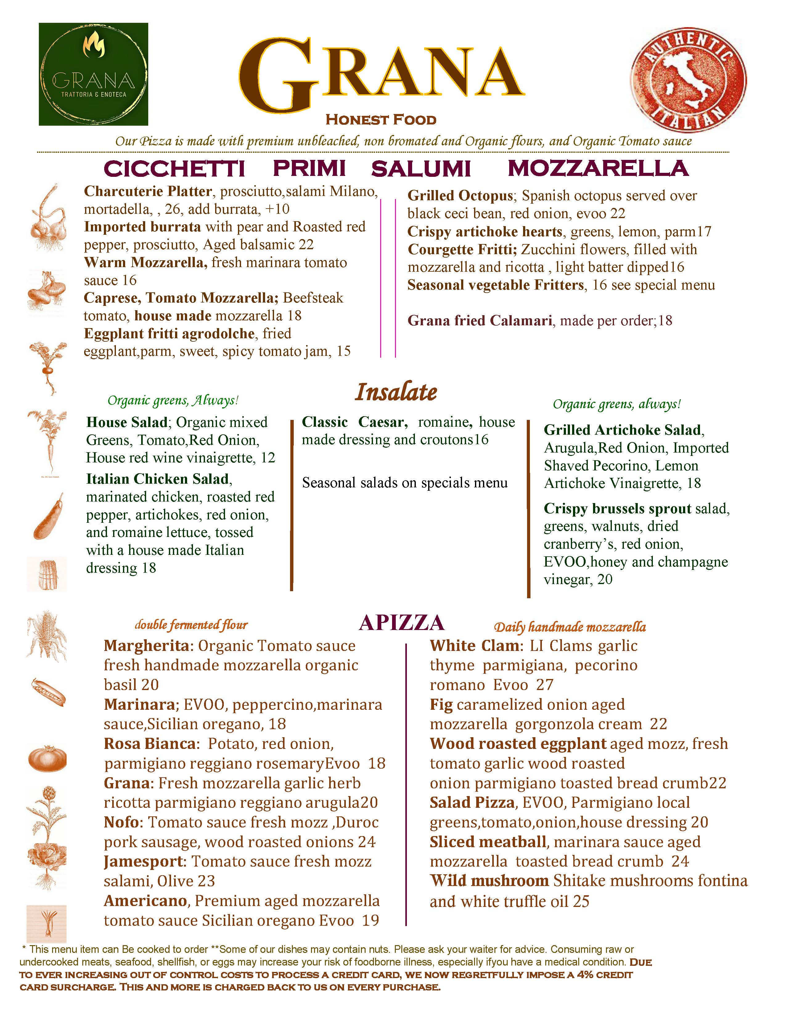 Our Menus – Grana Trattoria Antica & Enoteca