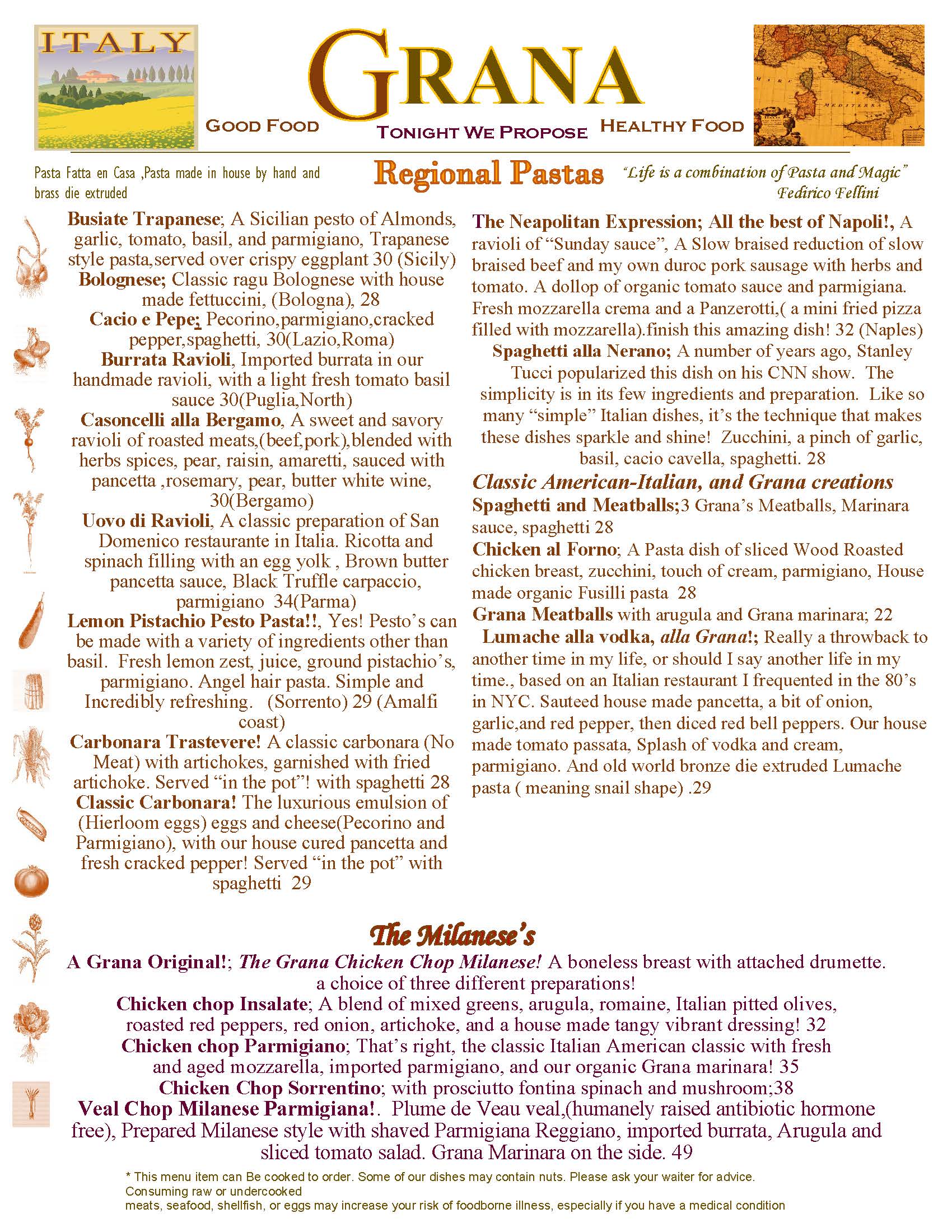 Our Menus – Grana Trattoria Antica & Enoteca